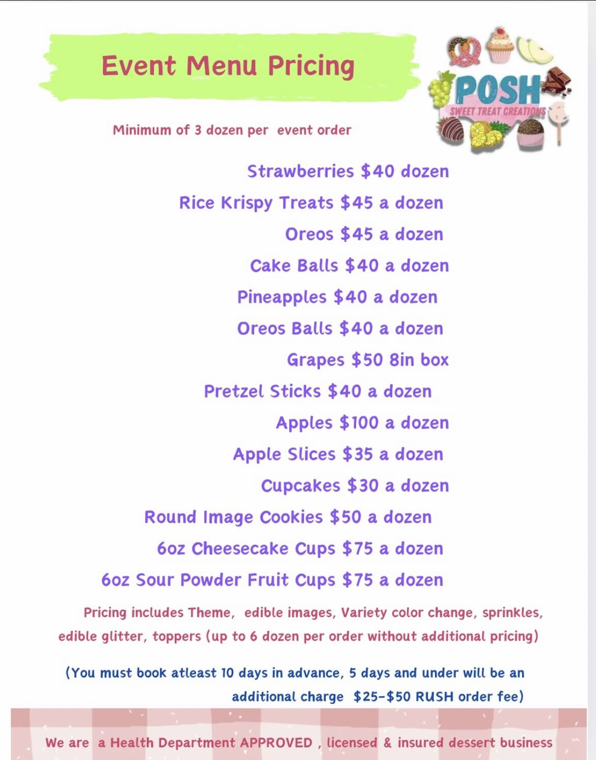 Full Detailed Menu | Posh Sweet Treat Creations LLC